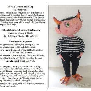 Horas a Devilish Little Imp - 13" Cloth Doll Sewing Pattern by Cyndy ...