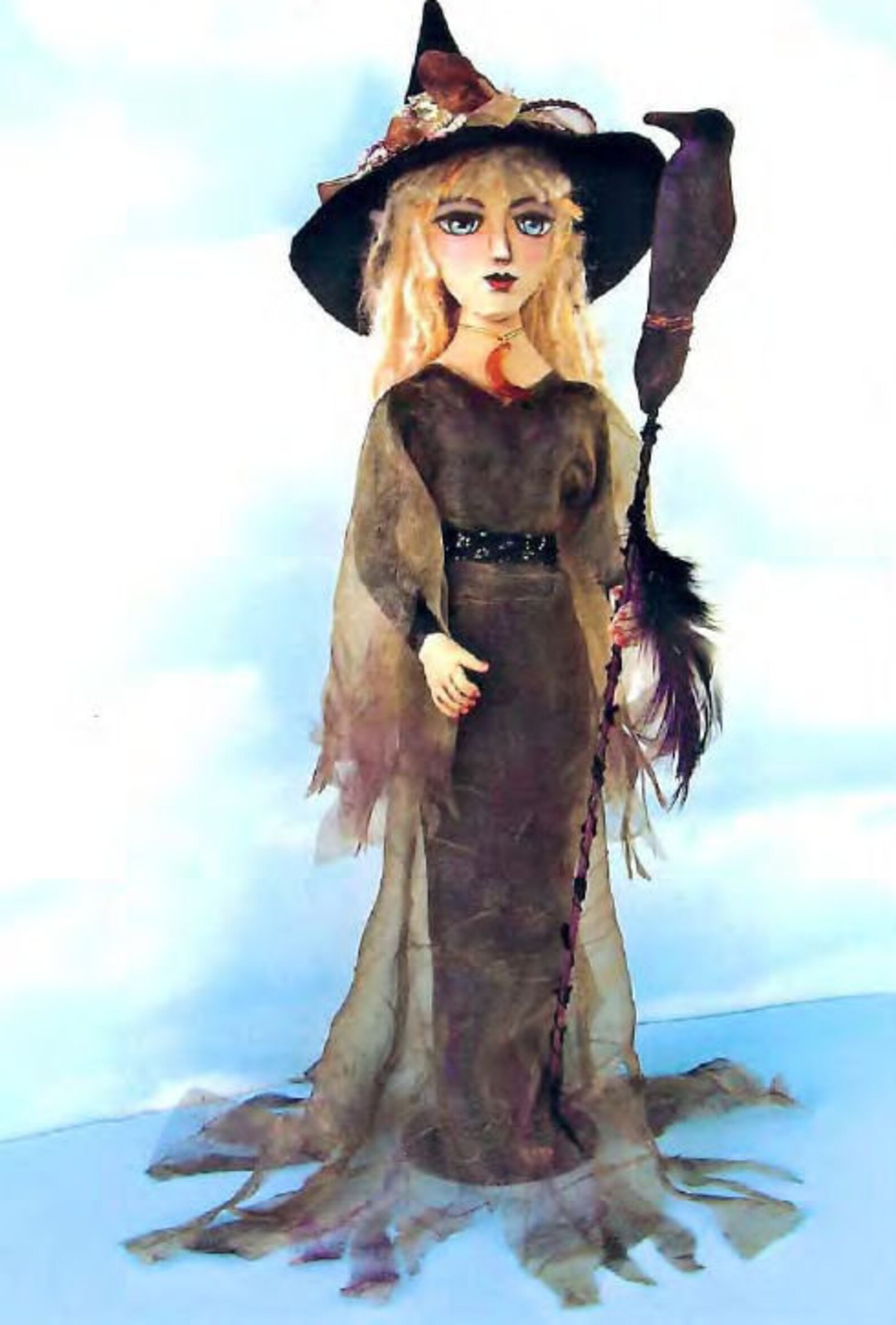 SE836 Night Wanderer Standing Witch Art Doll Pattern, Sewing Cloth Doll ...