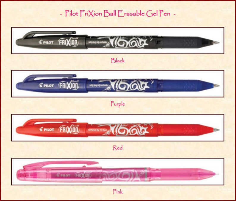Pilot Frixion Ball Erasable Gel Pen for Fabric - Ideal for Dollmaking ...