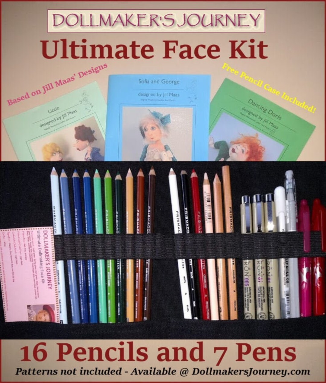 Ultimate Dollmaking Face Kit -includes 16 Pencils and 7 Pens and a Free ...