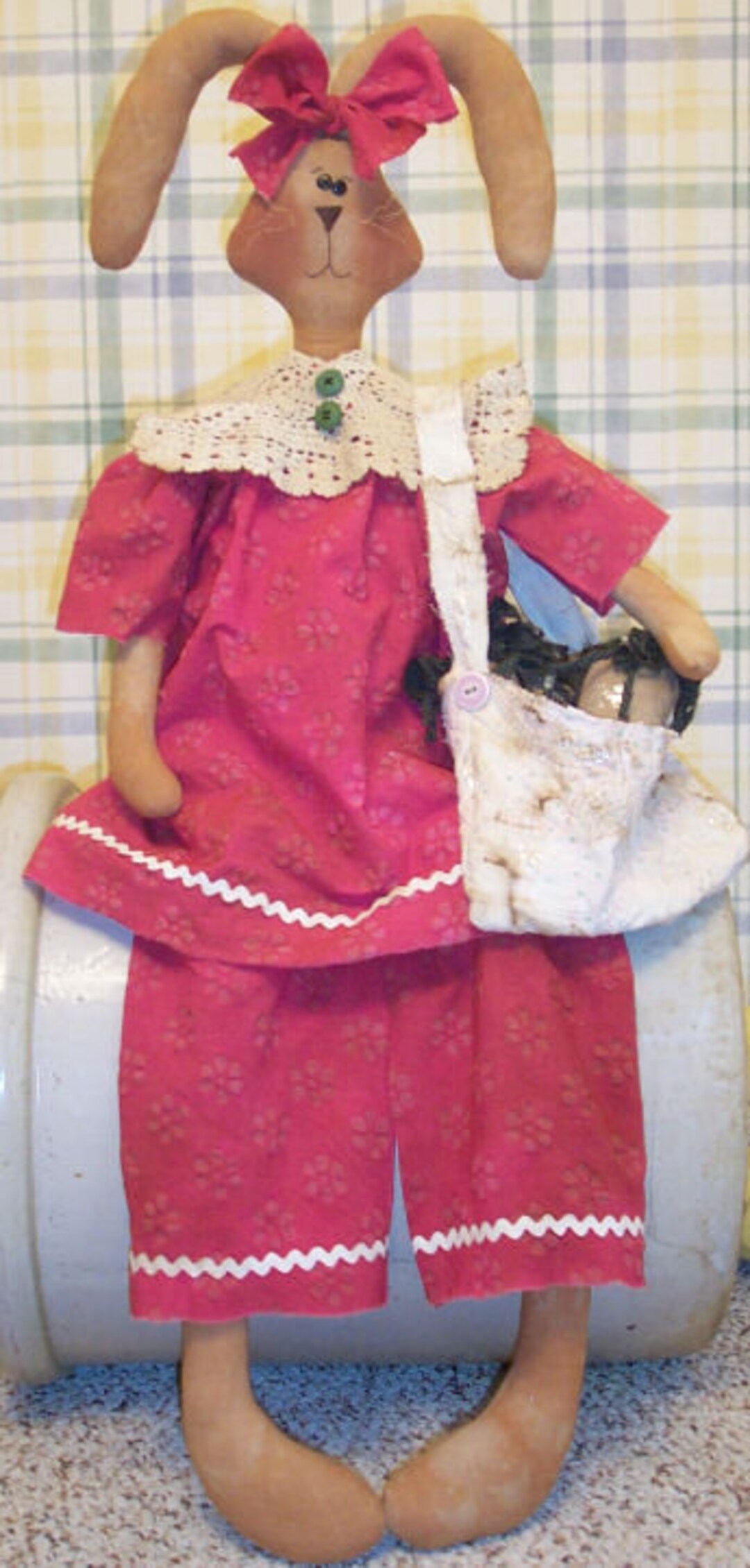 Emma a 41” Muslin Rabbit - PDF Download Primitive Cloth Doll Pattern by ...