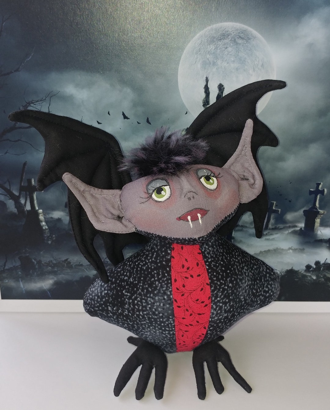 Bat-tina - 8" to 9" Playful Cartoon Caricature Cloth Doll Sewing ...