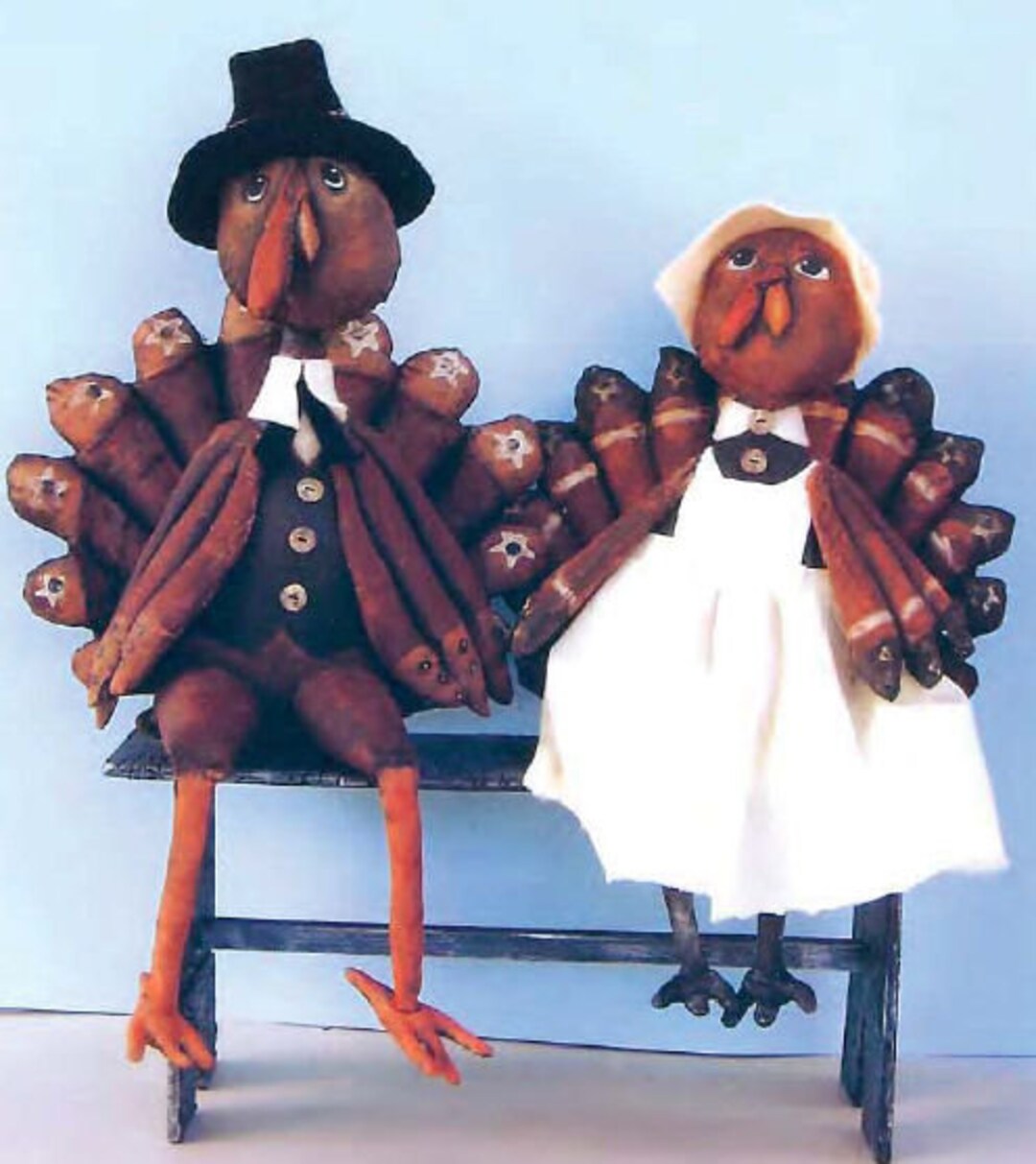 SE736 - Couple of Turkeys, Thanksgiving Fabric Animal Doll Pattern ...
