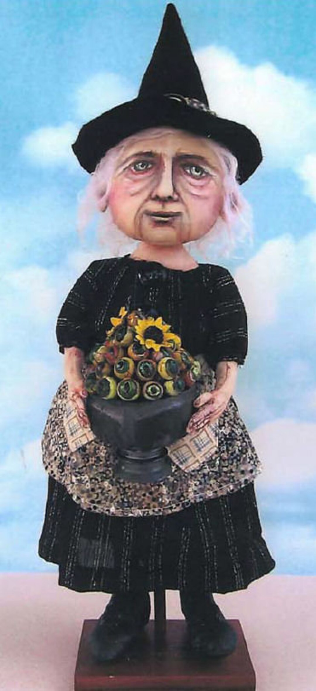 SE727 - Witch With Frog Eye Compote, Fabric Art Doll Pattern, Sewing ...