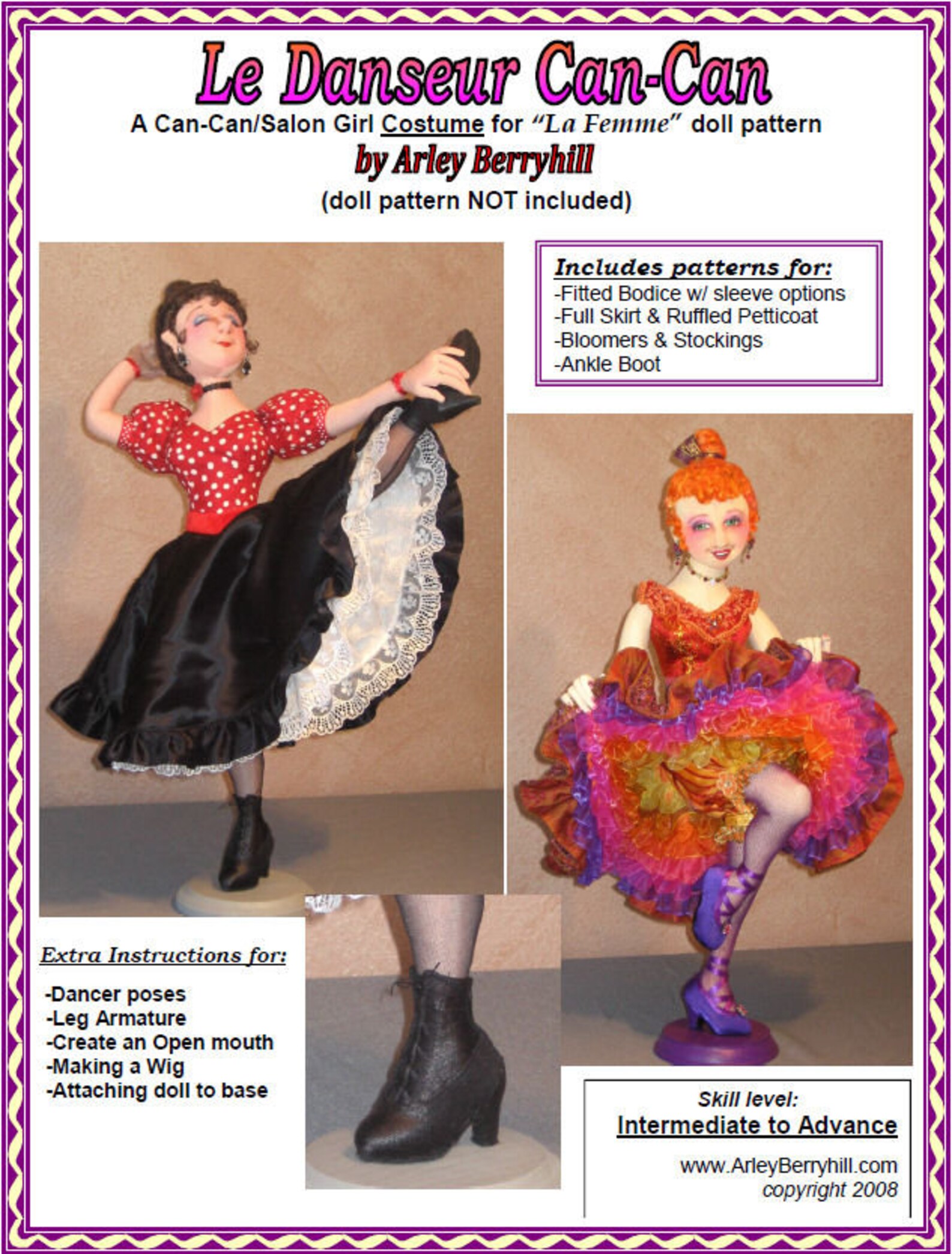 AB507E - La Danseur Can-can, Costume Sewing Pattern for “la Femme” Doll ...