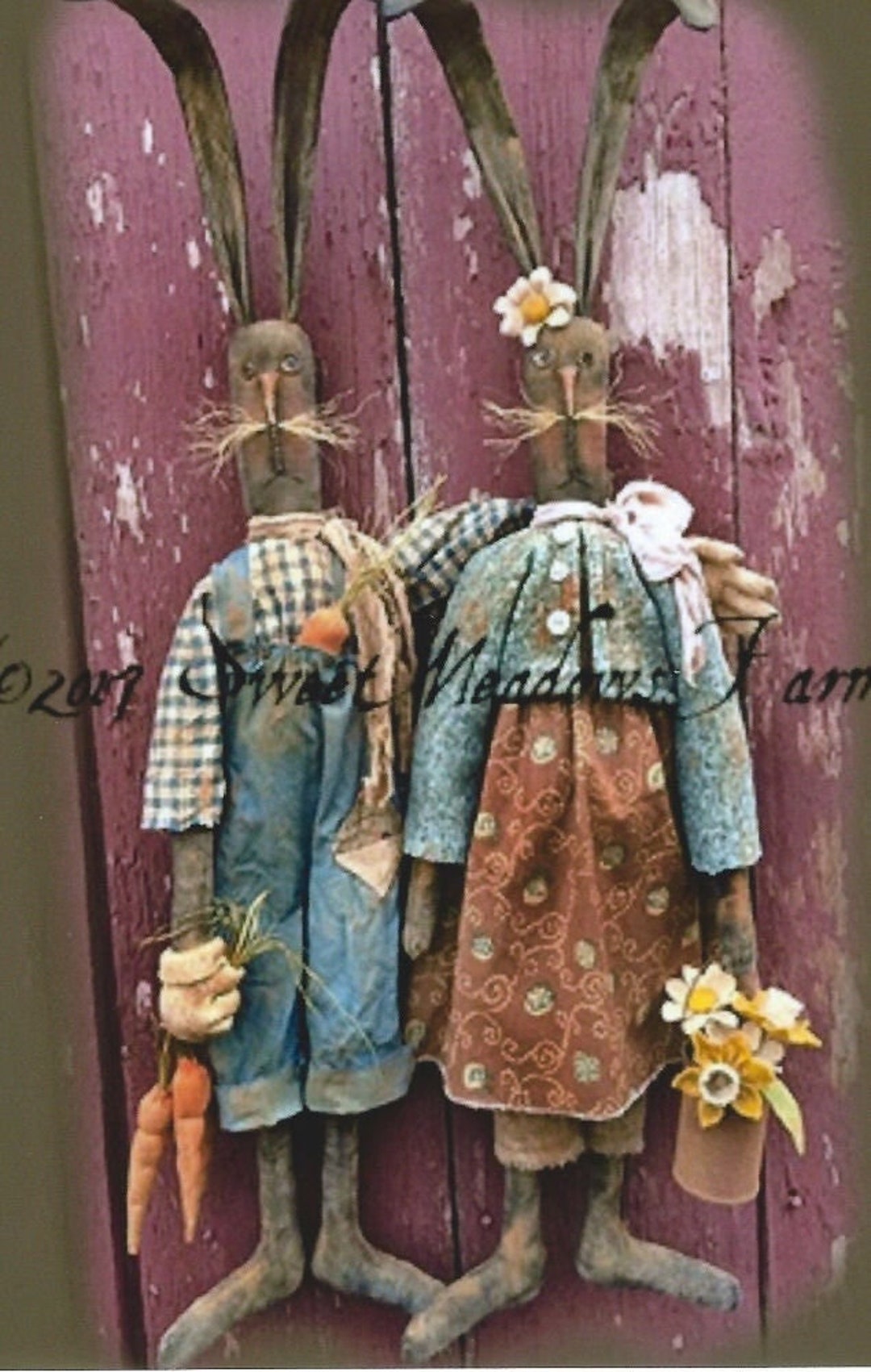 The Ohares, Primitive Rabbit Bunny Cloth Doll Making Pattern by Maureen ...