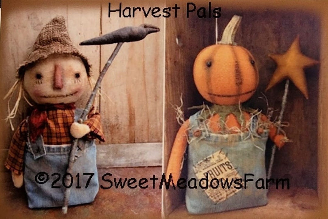 Harvest Pals - Fall Scarecrow & Pumpkin Cloth Doll Making Pattern by ...