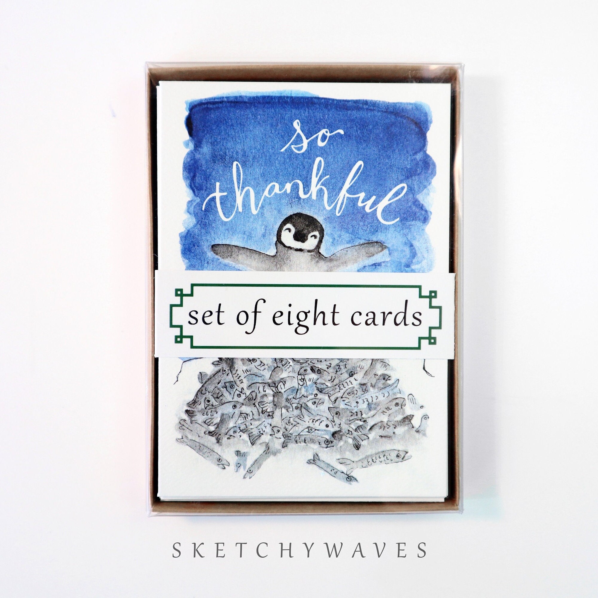 Penguin Thank You Cards - Mini A1 Notes - Winter, Animal, Preppy, Cute ...