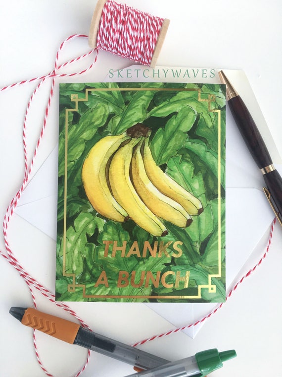 Banana Thank You Card Note thanks a Bunch | Etsy