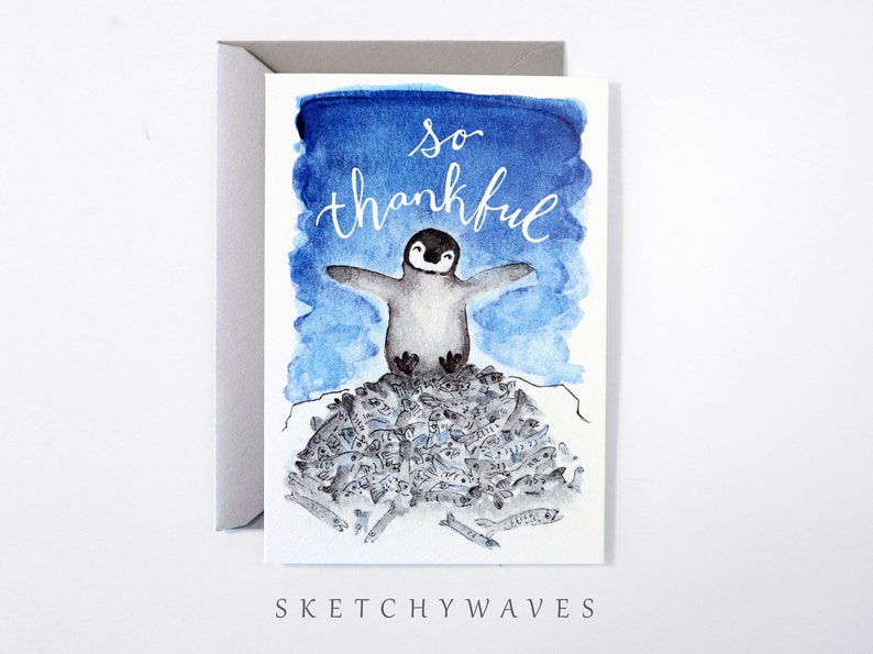 Penguin Thank You Cards Mini A1 Notes Winter Animal - Etsy