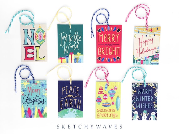 Retro Holiday Gift Tags Mid Century Modern Christmas | Etsy