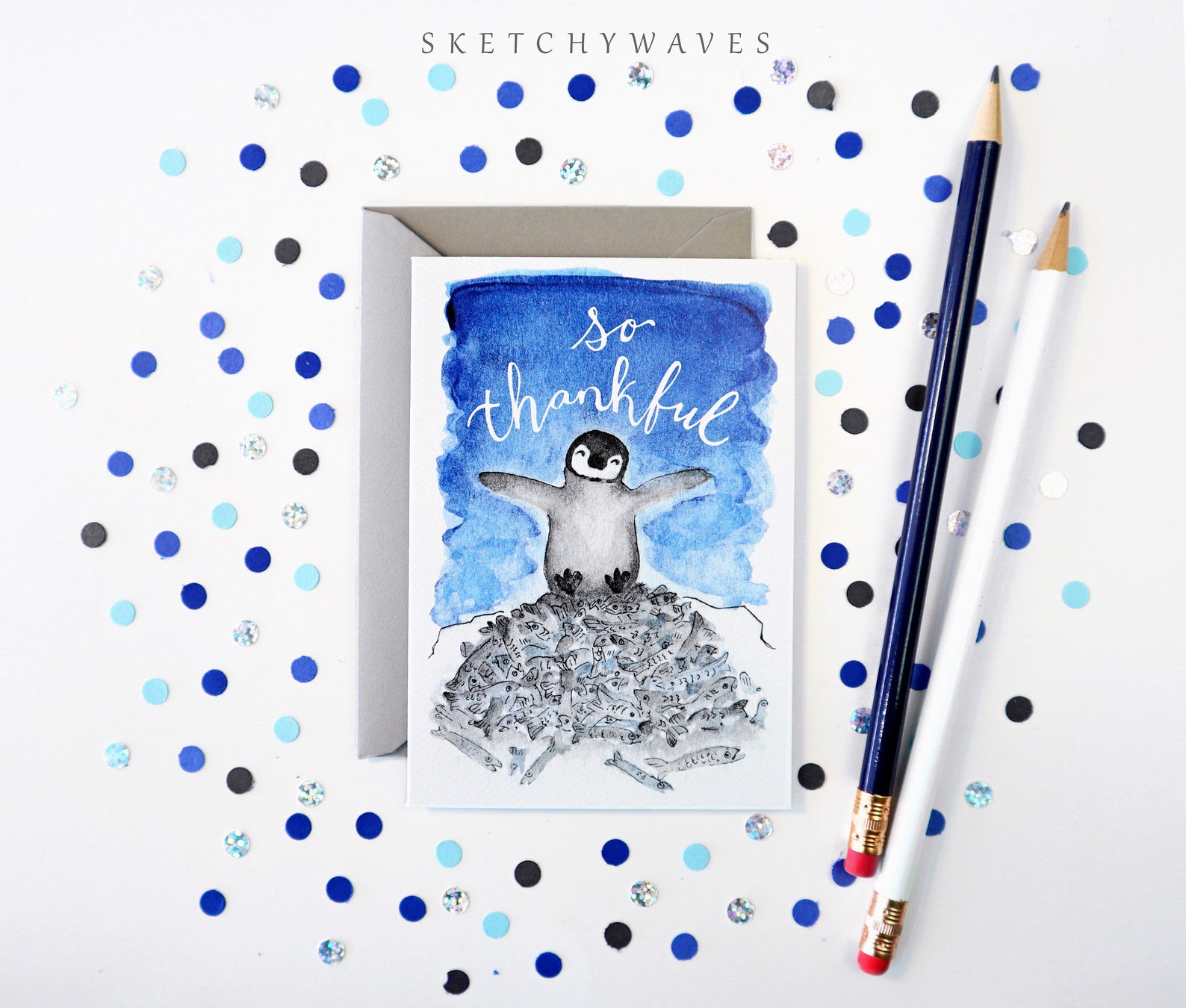 Penguin Thank You Cards - Mini A1 Notes - Winter, Animal, Preppy, Cute ...