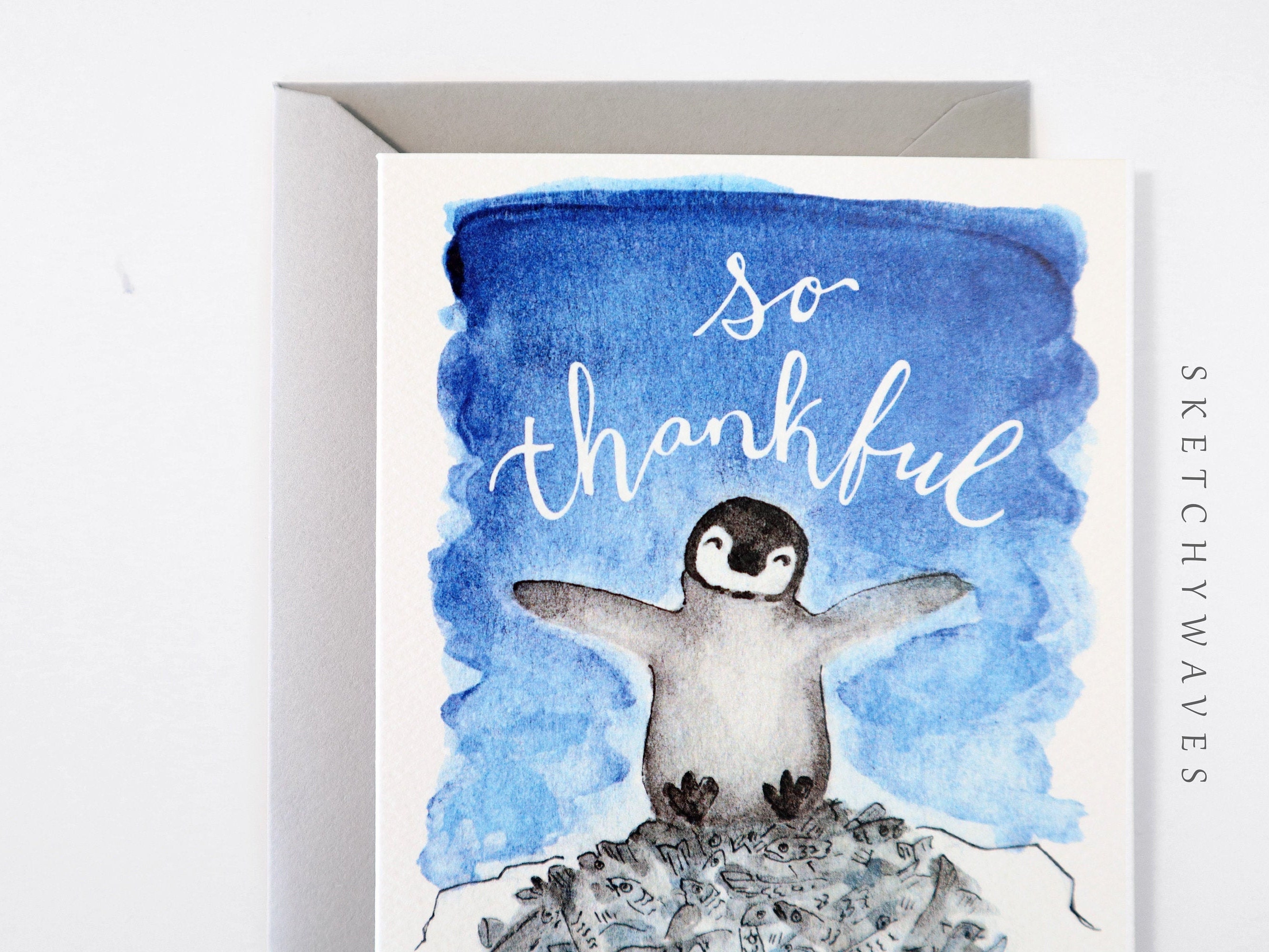 Penguin Thank You Cards - Mini A1 Notes - Winter, Animal, Preppy, Cute ...
