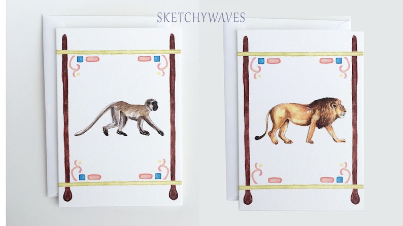 Safari Animals Mini Cards - Giraffe, Zebra, Leopard, Flamingo ...