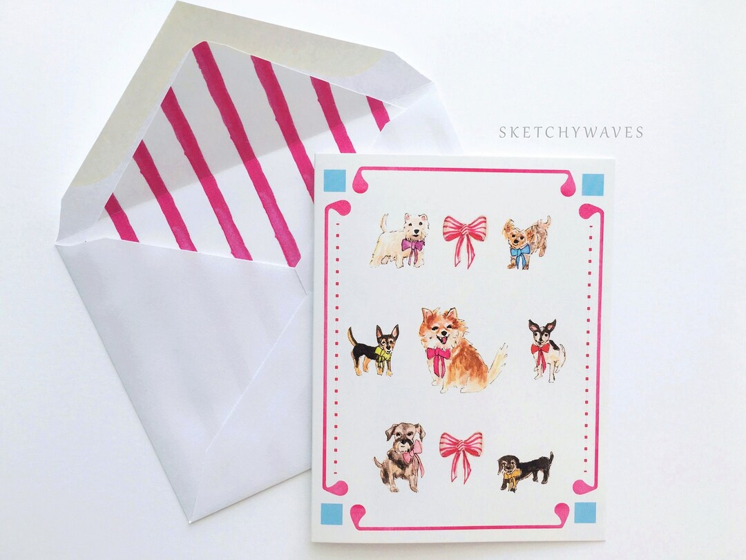 Dog/puppy Cards -cute, Girly, Preppy -chihuahua, Pomeranian, Yorkie ...