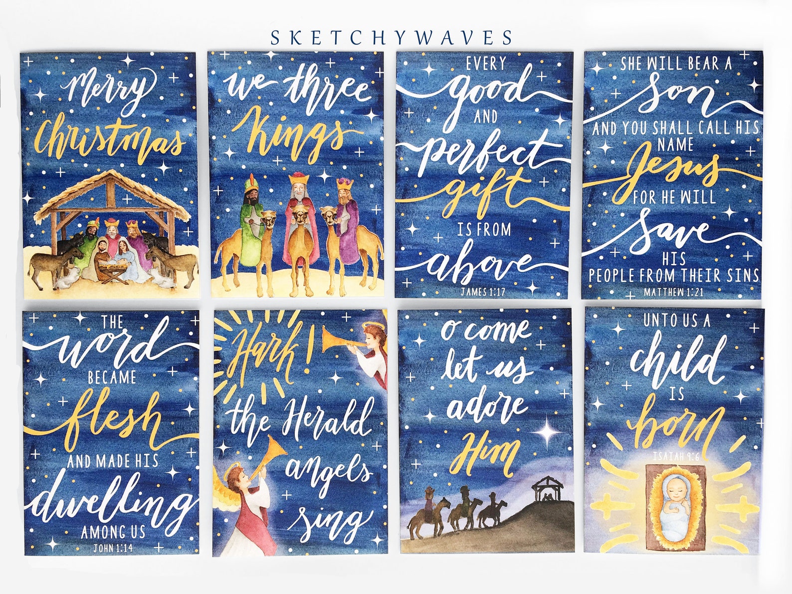 Biblical Christmas Cards - Nativity Scene, Christian, Scripture, Bible ...