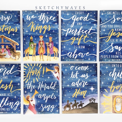 Religious Christmas Cards Burlap Bible Verses Variety Pack - Etsy
