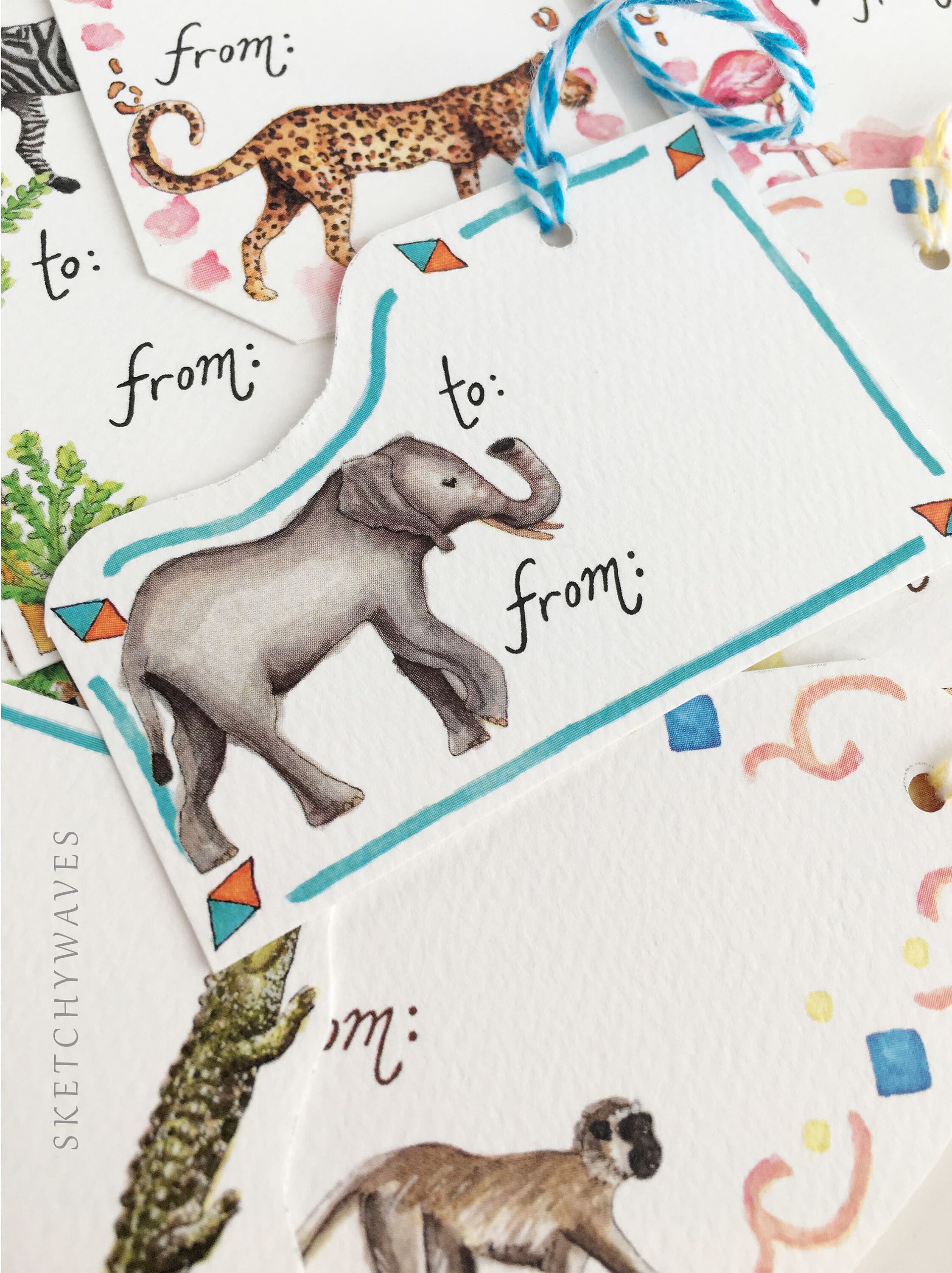 Safari Animals Gift Tags Giraffe Zebra Leopard Flamingo - Etsy