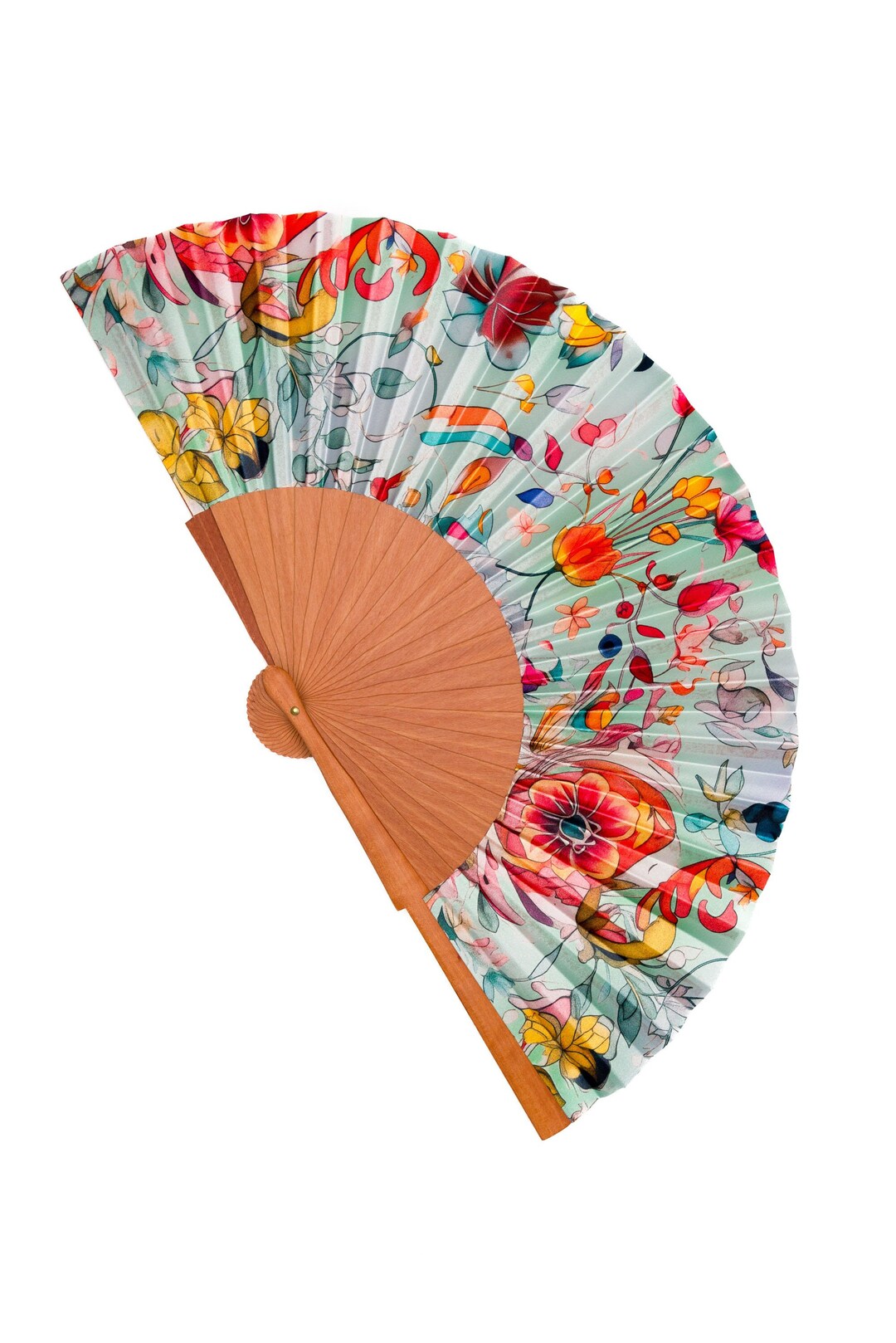 Folding Hand Fan, Spanish Hand Fan, Wood and Silk-like Fabric Fan ...