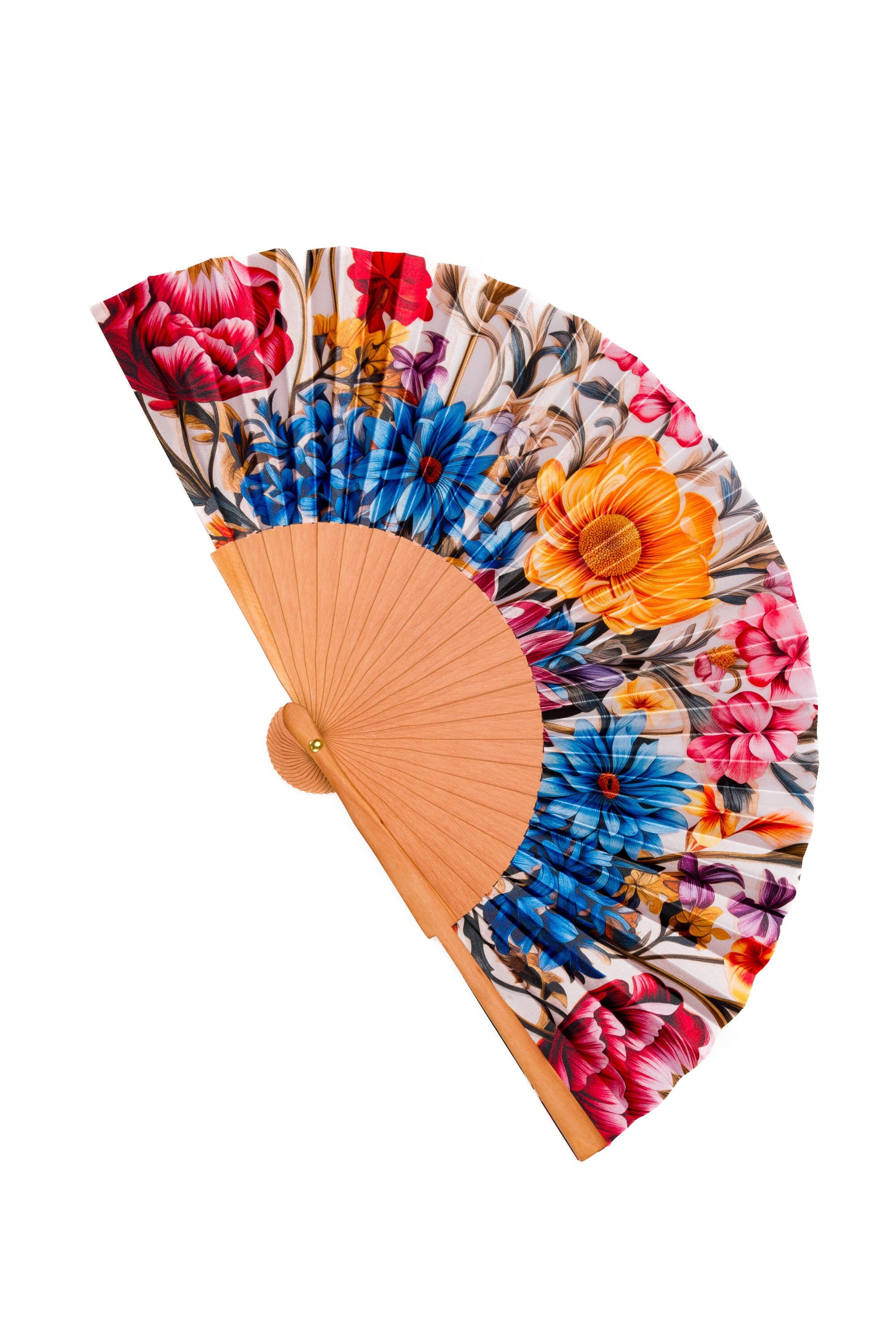 Folding Hand Fan, Spanish Hand Fan, Wood and Silk-like Fabric Fan ...