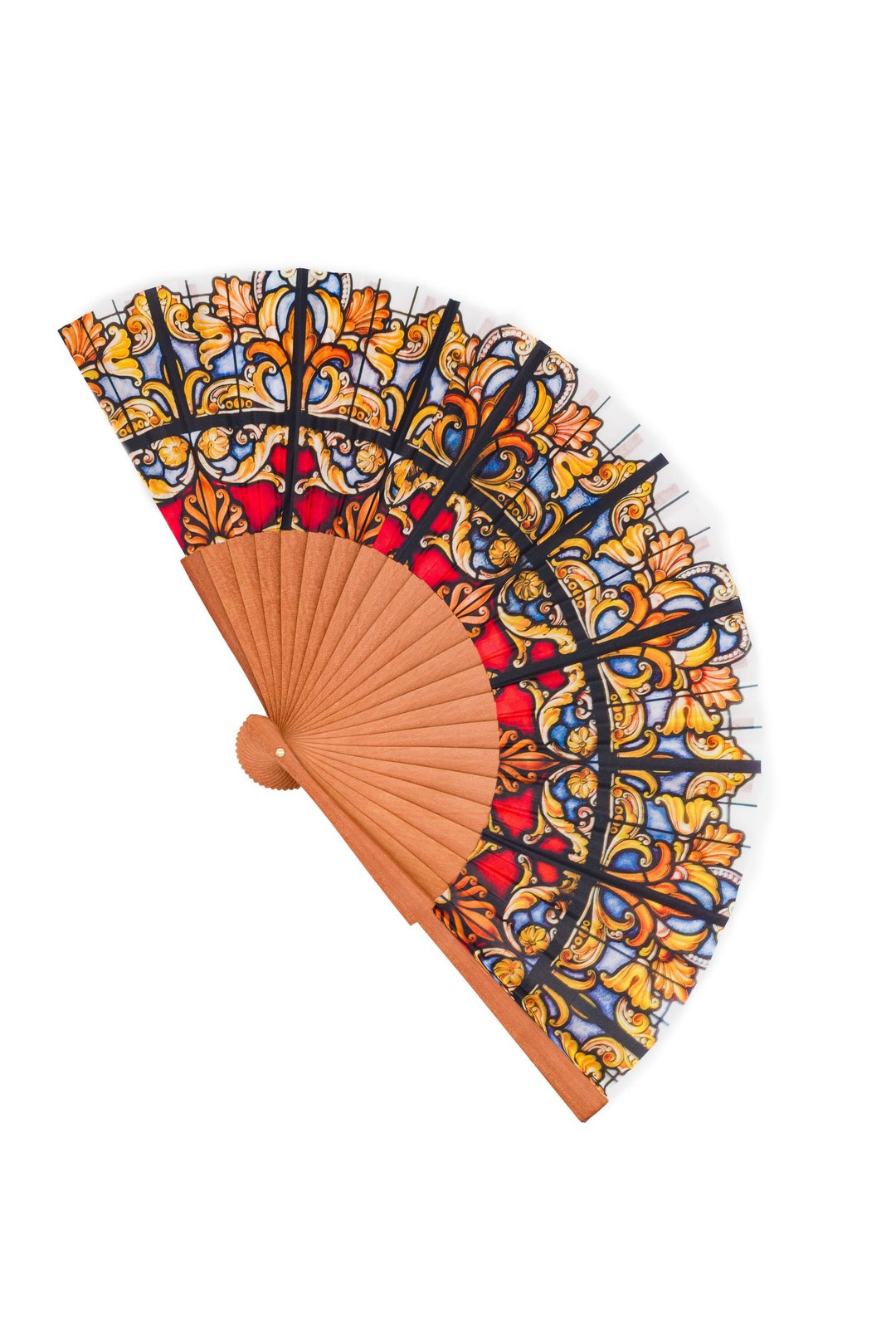 Folding Hand Fan, Spanish Hand Fan, Wood and Silk-like Fabric Fan ...