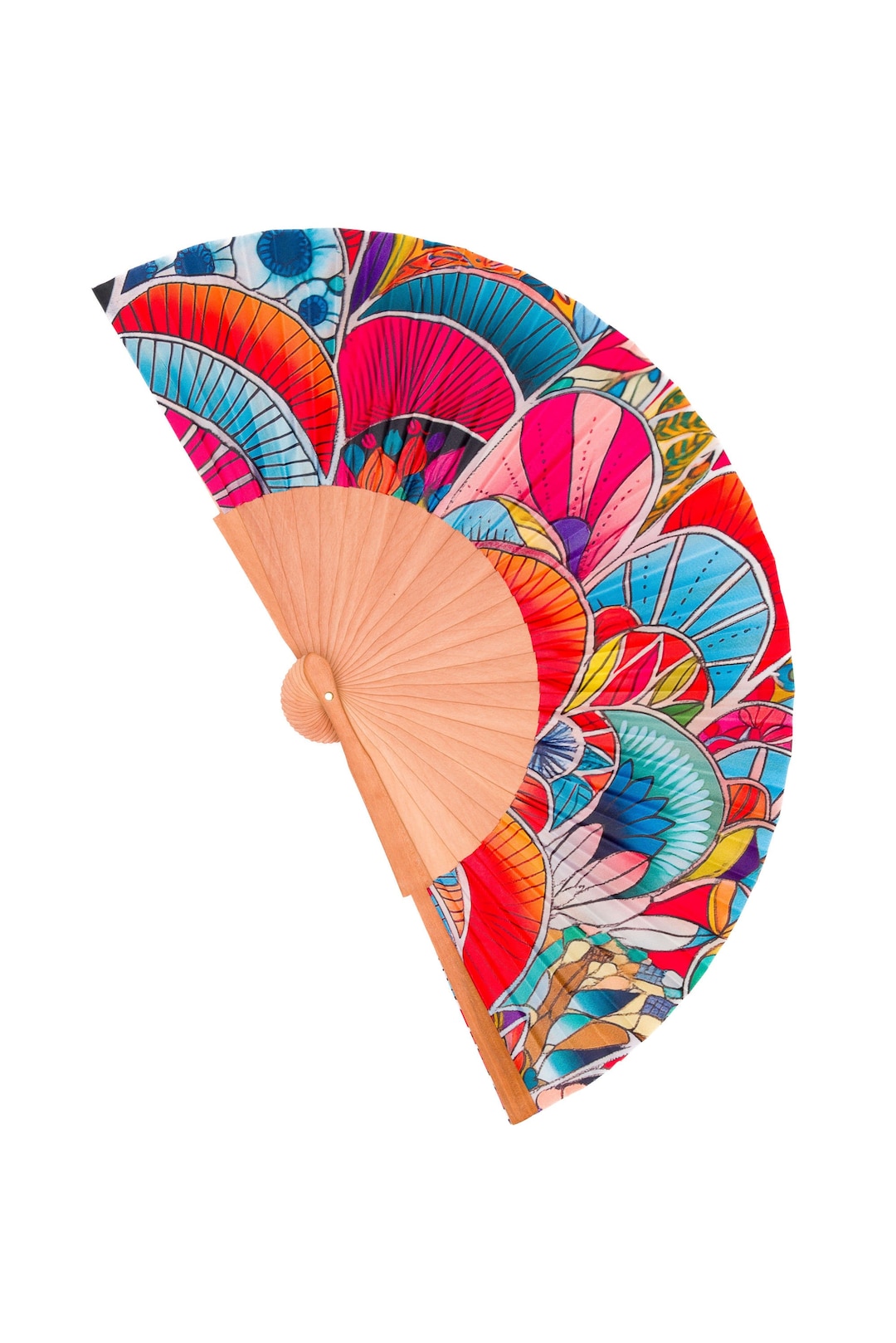 Folding Hand Fan, Spanish Hand Fan, Wood and Silk-like Fabric Fan ...