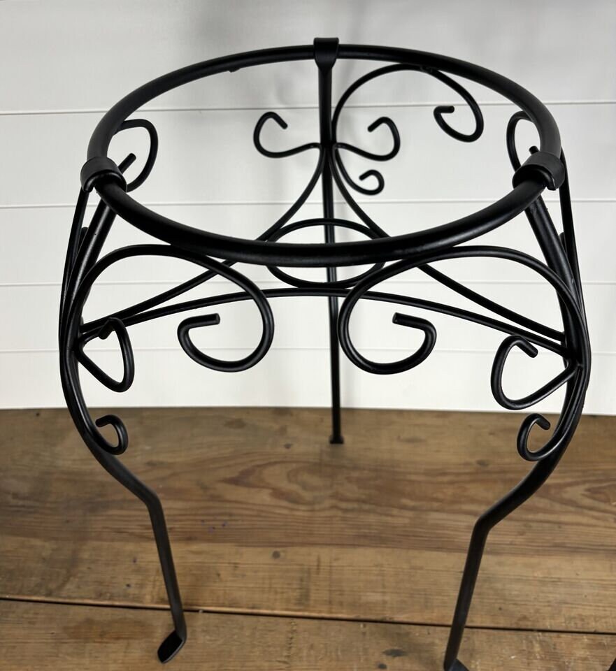 Pair Wrought Iron Scroll Plant Stand Pot Flower Planter Holder 21h ...
