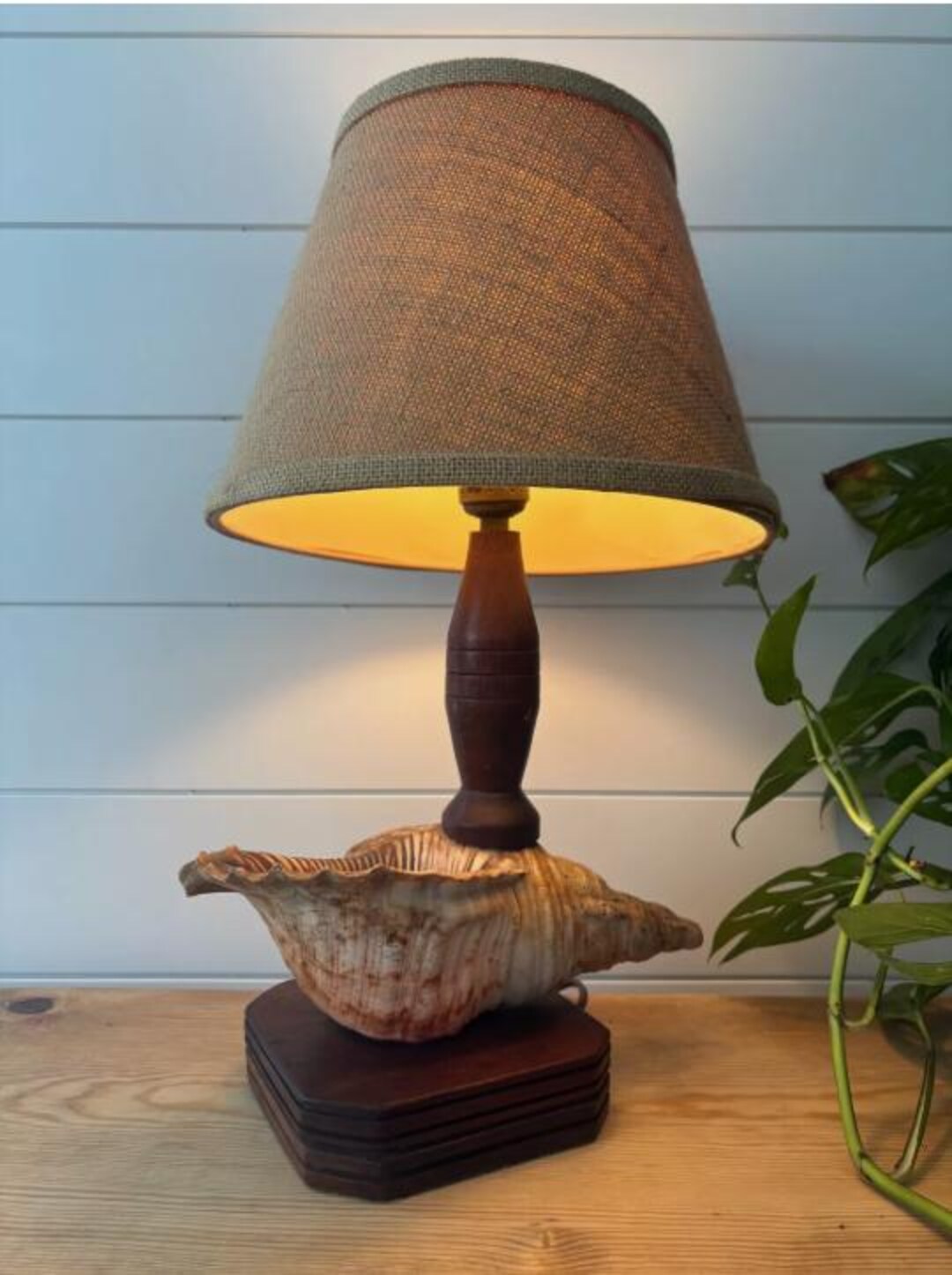 Vintage Conch Seashell Cape Cod Table Lamp Nautical 40s Beach House ...
