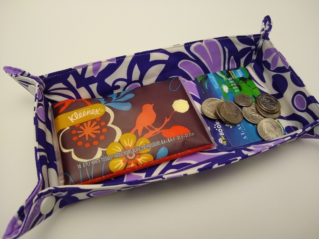 3.5" X 8" Collapsible Fabric Storage Tray / Purple Hawaiian Print - Etsy
