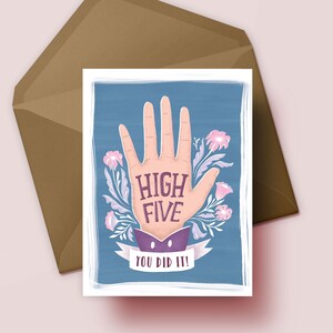 High Five Congrats Card for Graduate Floral Congratulations - Etsy