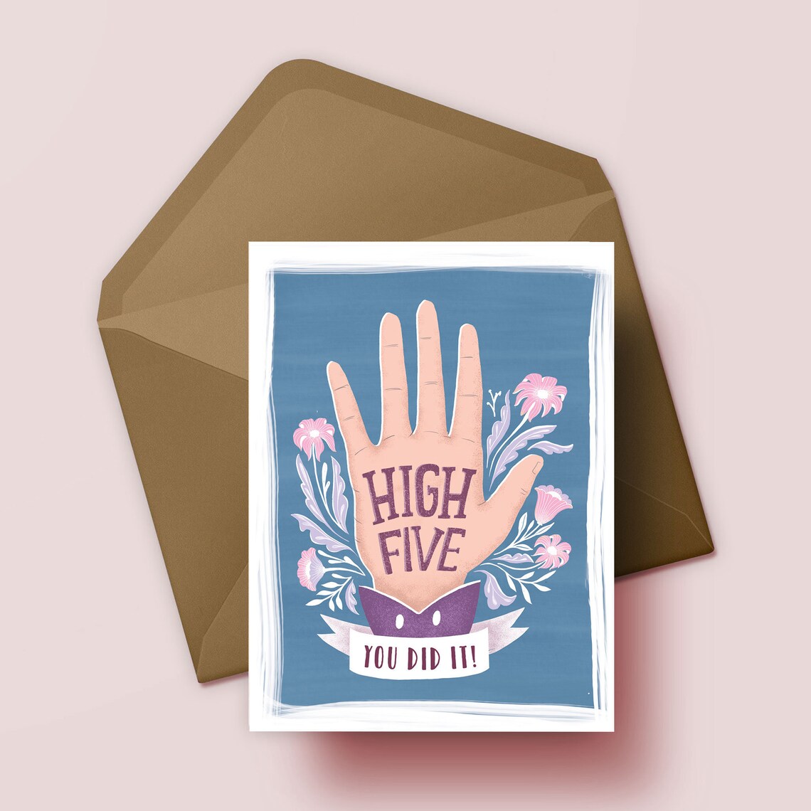 High Five Congrats Card for Graduate Floral Congratulations - Etsy