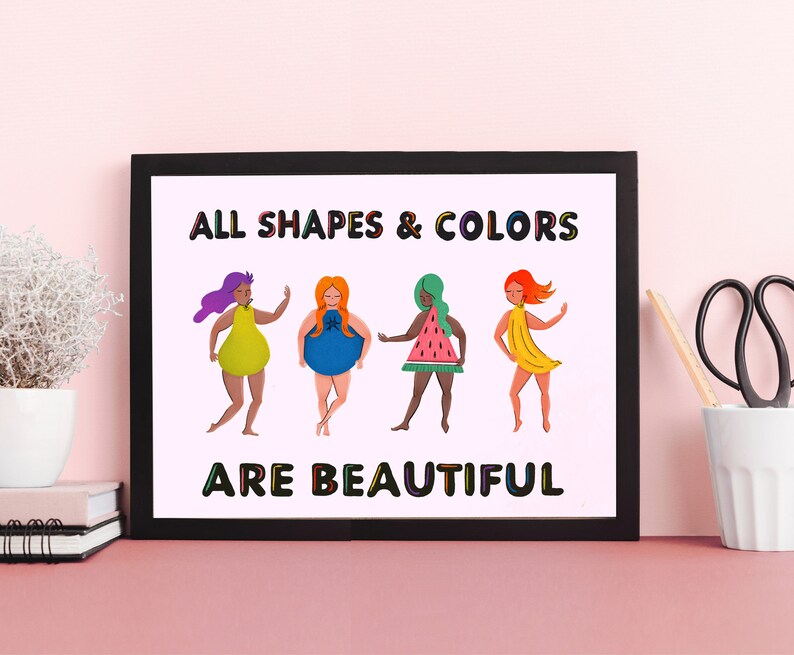Body Positive Art Print Illustration for Girls Body Shapes as - Etsy