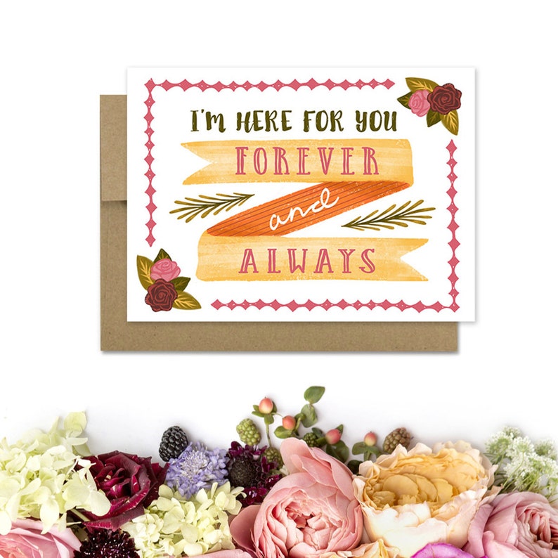 Modern Sympathy Greeting Card with Illustrated Hand Lettering | Etsy