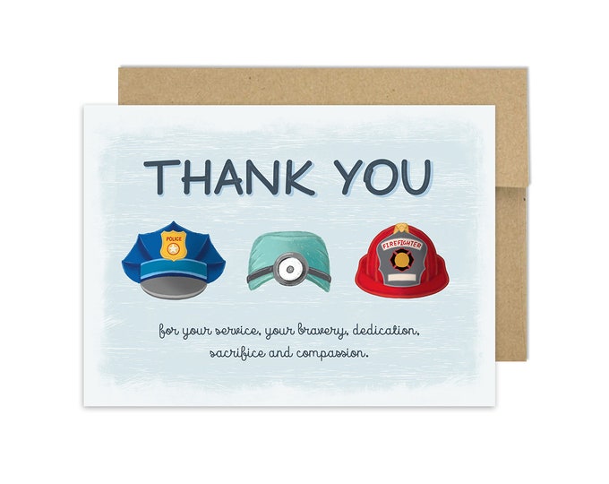 Thank You First Responders Greeting Card for Emergency Workers ...