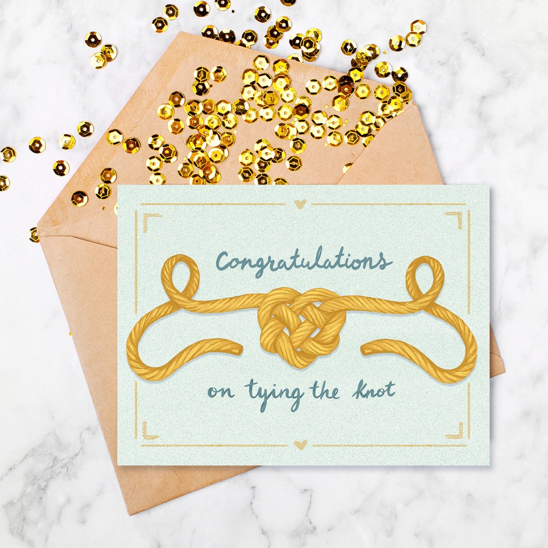 Wedding Knot Congratulations on Nuptials Card in Mint and - Etsy