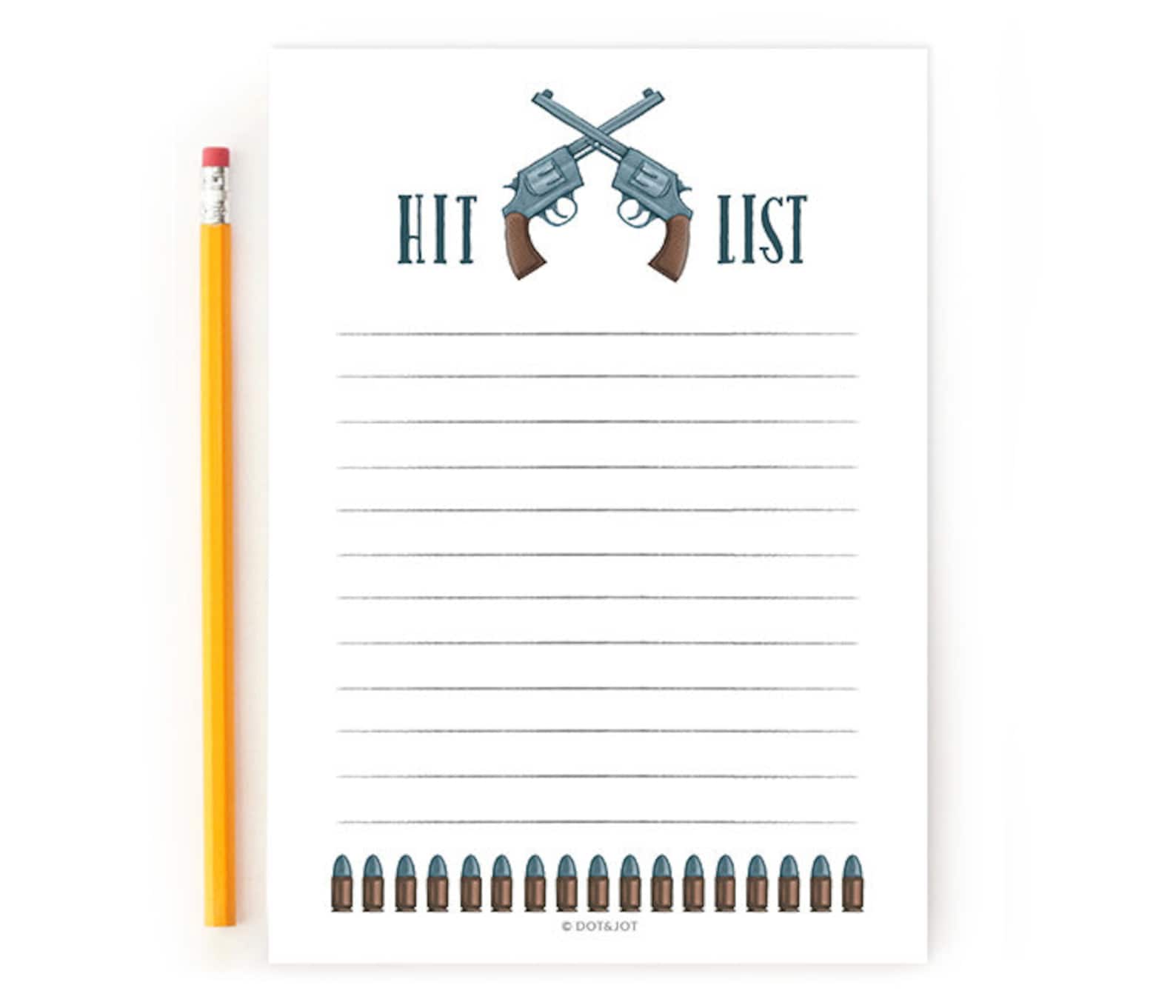 Hit List to Do Notepad With Illustrated Pistols Wild West - Etsy