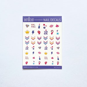 Girl Power Nail Decals, Water Slide Decal Nail Designs for Girls ...