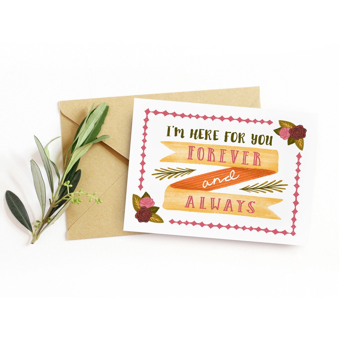 Modern Sympathy Greeting Card With Illustrated Hand Lettering, Forever ...