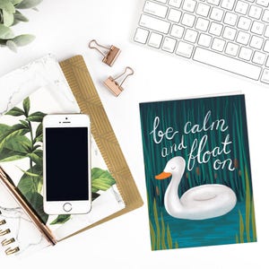 Keep Calm Greeting Card With Illustrated Float on Swan Quote - Etsy
