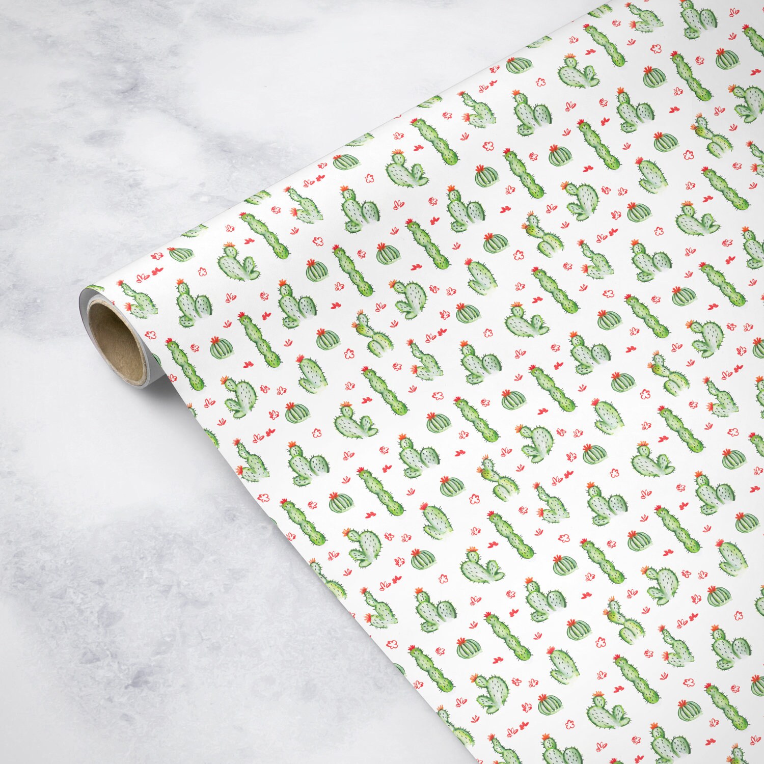 Cactus Wrapping Paper in Watercolor Modern Cacti Plants Gift | Etsy