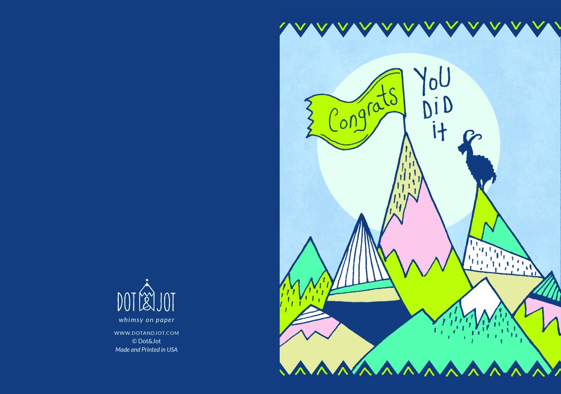 Congratulations Greeting Card with a Goat on Mountain | Etsy