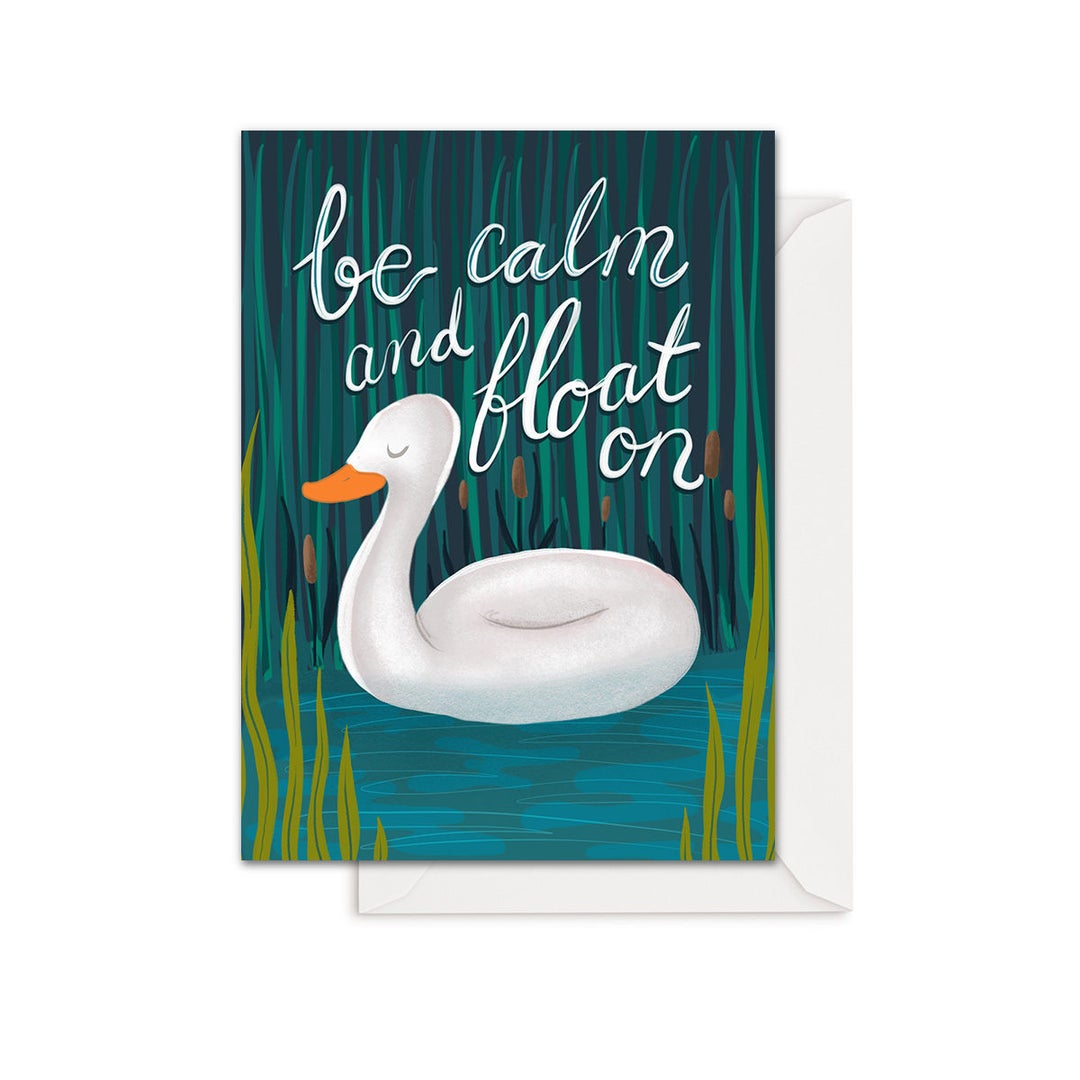 Keep Calm Greeting Card With Illustrated Float on Swan Quote - Etsy