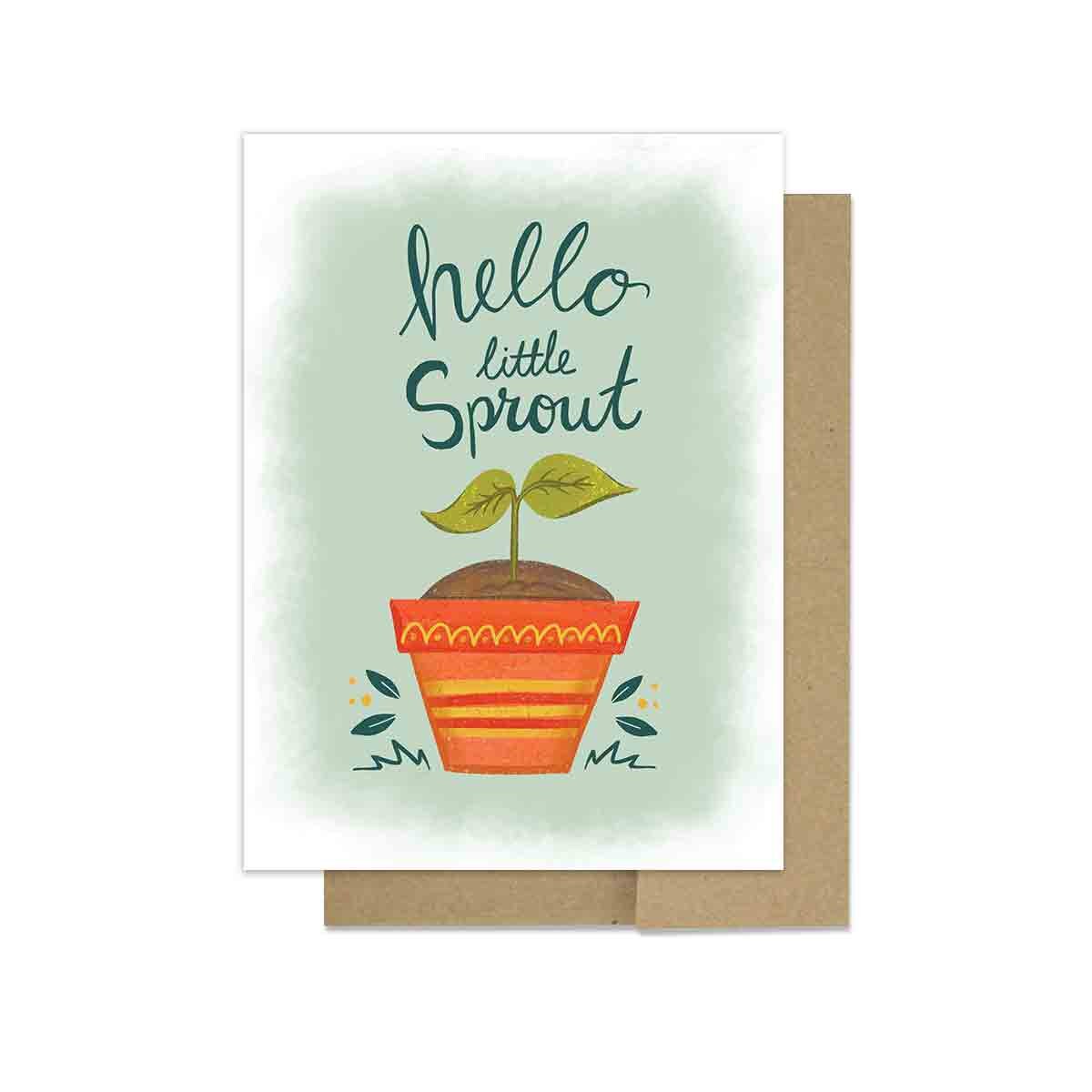 Baby Sprout Card for New Parents Botanical Welcome New Baby - Etsy