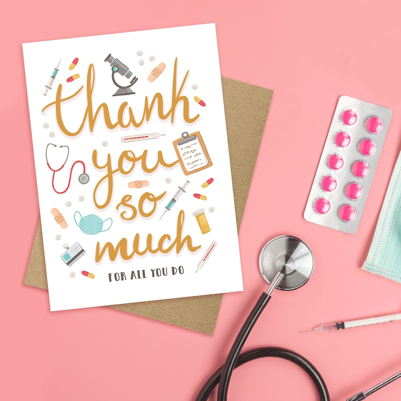 Medical Thank You Card for Doctors With Illustrated Medical | Etsy