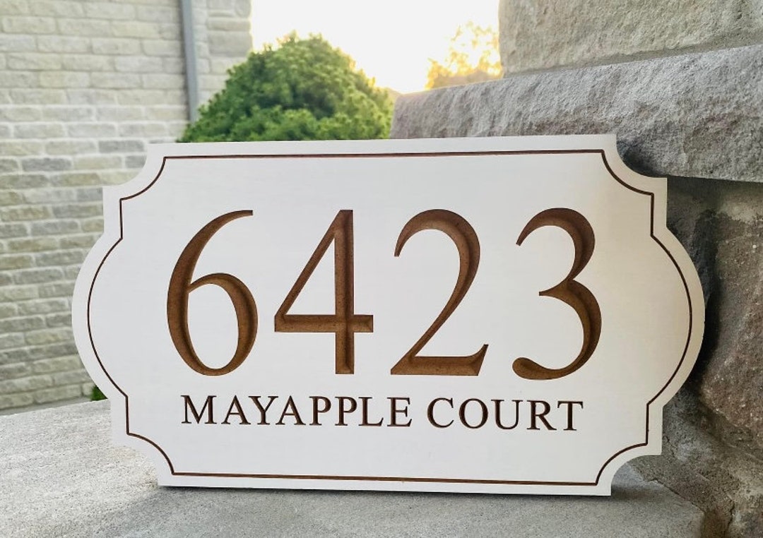 Carved Street Address Sign - Outdoor Property Marker - Housewarming or ...