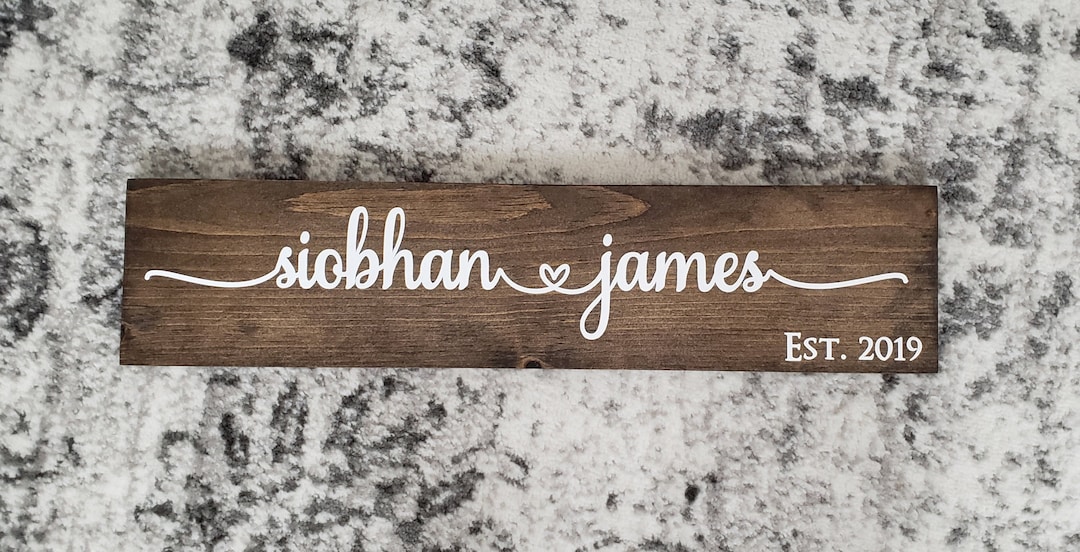 PERSONALIZED COUPLES Sign-custom Wedding Gift-name Sign With Heart ...