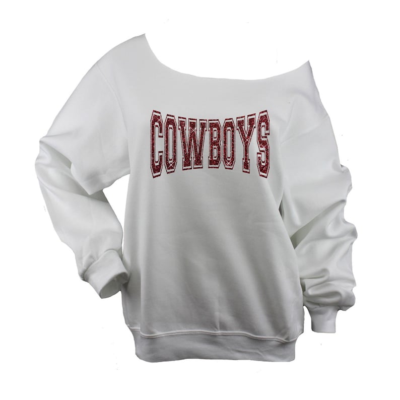 Cowboys Sweatshirt off Shoulder Raw Edge / CHOOSE YOUR COLORS / Cowboys ...