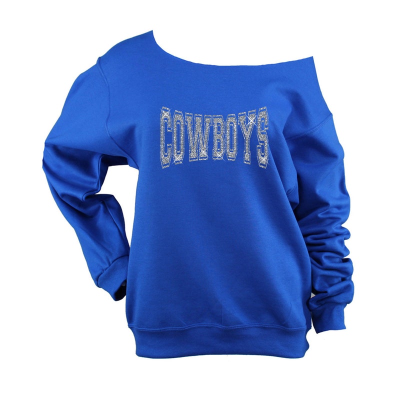 Cowboys Sweatshirt off Shoulder Raw Edge / CHOOSE YOUR COLORS / Cowboys ...