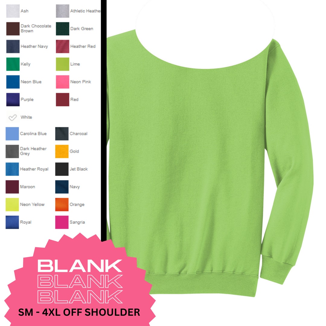 Lime BLANK Unisex Raw Edge off Shoulder Sweatshirt for Women, Size SM ...