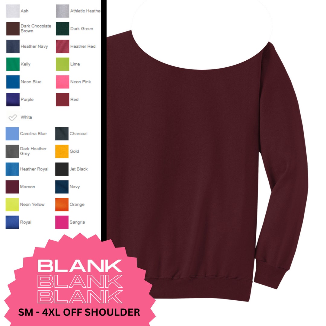 Maroon BLANK Unisex Raw Edge off Shoulder Sweatshirt for Women, Size SM ...